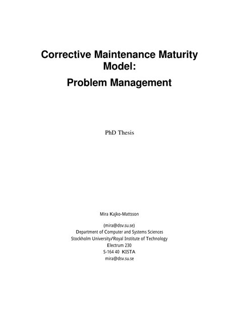 Pdf Corrective Maintenance Maturity Model Problem Management