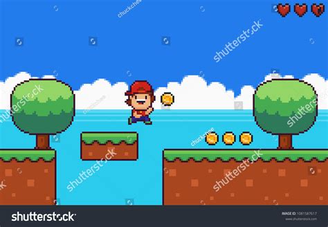 Pixel Art Bit Game Scene Background Stock Vector Royalty Free Shutterstock