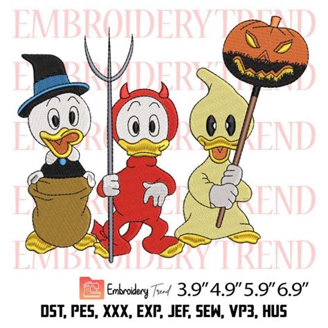 Halloween Huey Dewey And Louie Embroidery Design Disney Duck
