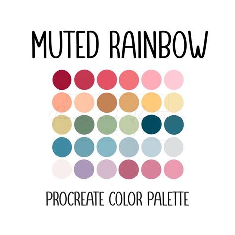 Procreate Color Palette Muted Rainbow 30 Colors Rainbow Procreate