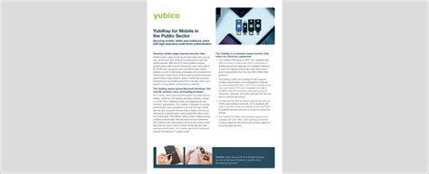 YubiKey For Mobile For Public Sector Solution Brief Yubico