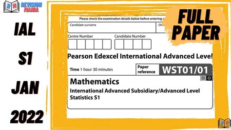 edexcel ial s1 january 2022 full paper youtube
