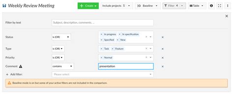 baseline comparison openproject