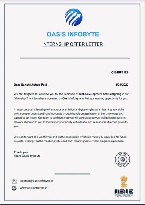 Sakshi Patil On Linkedin Connections Oasisinfobyte Internship
