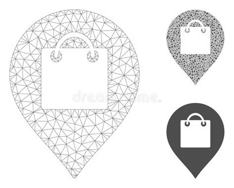 Shopping Map Marker Vector Mesh 2d Model And Triangle Mosaic Icon Stock Vector Illustration Of