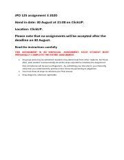 JPO Assignment 3 Pdf JPO 125 Assignment 3 2020 Hand In Date 30 August At 21 00 On ClickUP