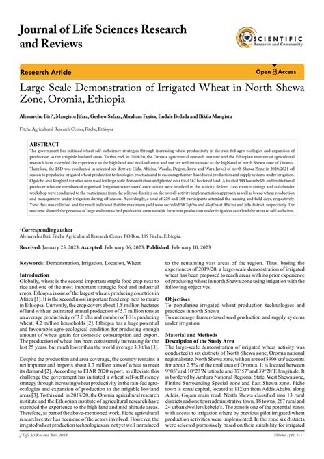 Pdf Large Scale Demonstration Of Irrigated Wheat