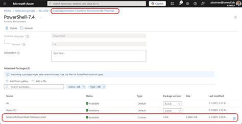 update powershell modules on azure automation runtime environments