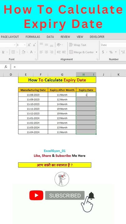 How To Calculate Expiry Date Excelgyan01 Shorts Virals Excel Shortviral Shortvedio 🤫🫨🫡🫡