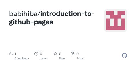 GitHub Babihiba Introduction To Github Pages