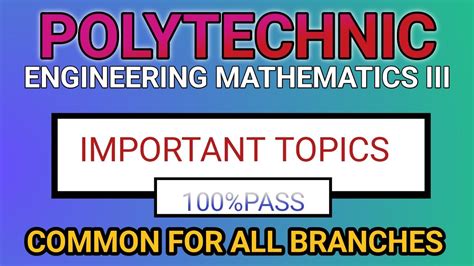 Polytechnic 4th Semester Mathematics Iii Youtube