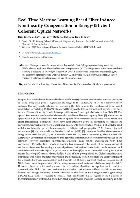 Pdf Real Time Machine Learning Based Fiber Induced Nonlinearity Compensation In Energy