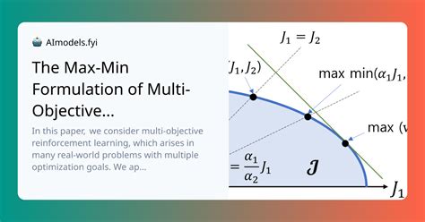 The Max Min Formulation Of Multi Objective Reinforcement Learning From