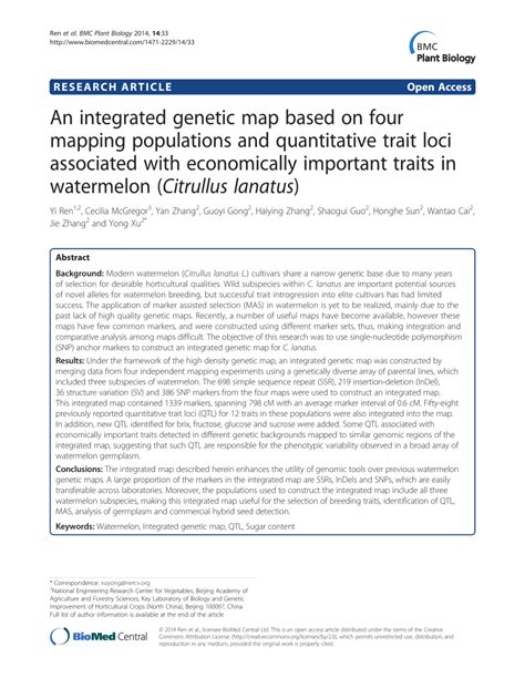 Pdf An Integrated Genetic Map Based On Four Mapping Populations And Quantitative Trait Loci