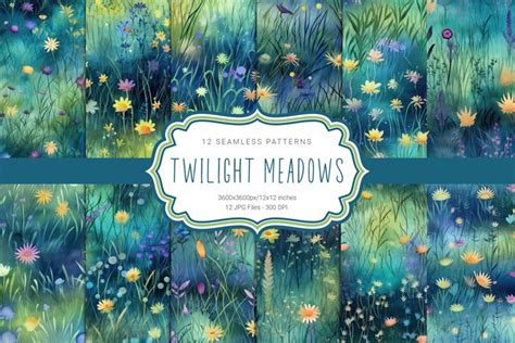 Twilight Meadows Seamless Patterns