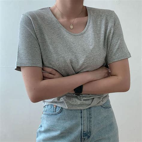 오늘출발 U넥 반팔 티셔츠 4color 모달 찰랑 유넥 브이넥 흰색티셔츠 반팔 이너 무지 티셔츠 화이트 아이보리 블랙 크림 그레이