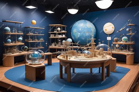 Premium Photo Illustrate A Section Of The Lab Dedicated To Astronomy Featuring Models Of