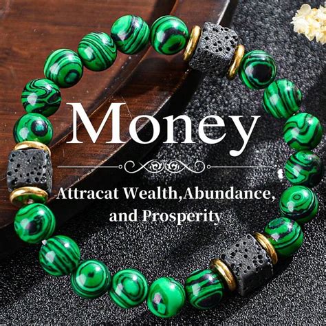 Money Bracelet Natural Volcanic Stone Emerald Peacock Stone Attracts
