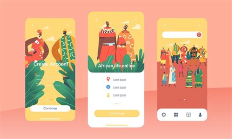Premium Vector African Life Online Mobile App Page Onboard Screen Template People In