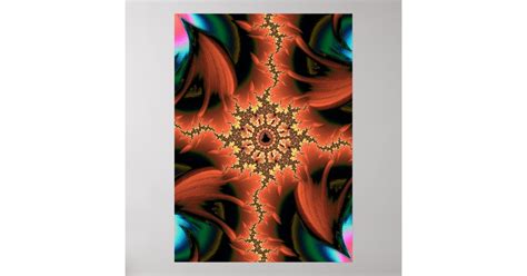 Colorful And Fiery Mandlebrot Fractal Abstract Art Poster Zazzle