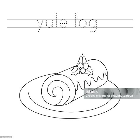 글자를 추적하고 만화 성탄절 통나무를 색칠하십시오 아이들을 위한 필기 연습 0명에 대한 스톡 벡터 아트 및 기타 이미지 0명