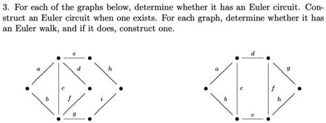 Solved For Each Of The Graphs Below Determine Whether It Has An Euler Circuit Con Struct An