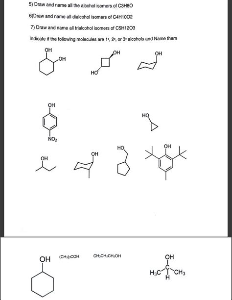Solved 5 Draw And Name All The Alcohol Isomers Of C3h8o