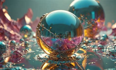 Three Spherical Objects Each With Unique Color And Pattern Are Arranged In Triangular