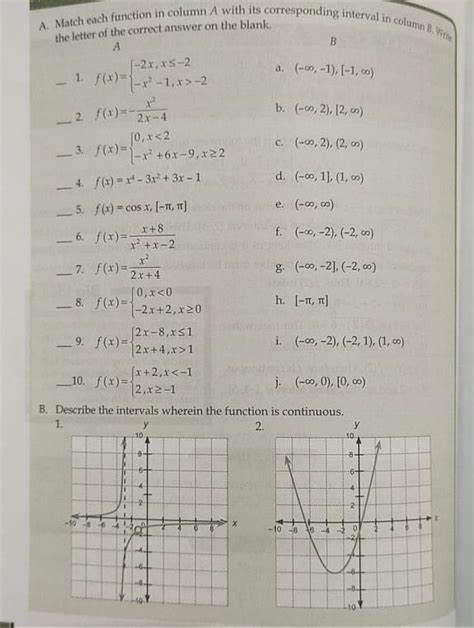 Solved A Match Each Function In Column A With Its