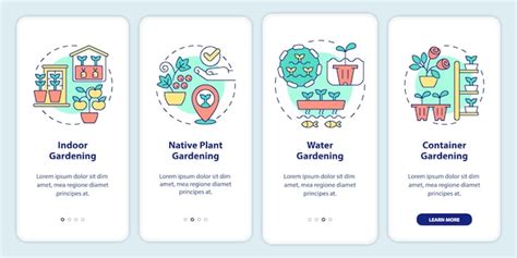 Premium Vector Gardening Types Onboarding Mobile App Screen