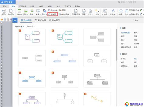 Wps关系图模板在哪 Wps关系图模板在哪个菜单下 纯净系统家园