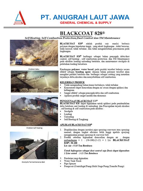 Tds Msds Blackcoat828 Self Heating Selft Combustion Dust Suppresant Alj 1 Pdf Personal