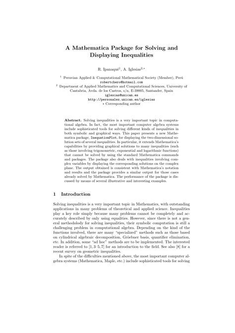 pdf a mathematica package for solving and displaying inequalities