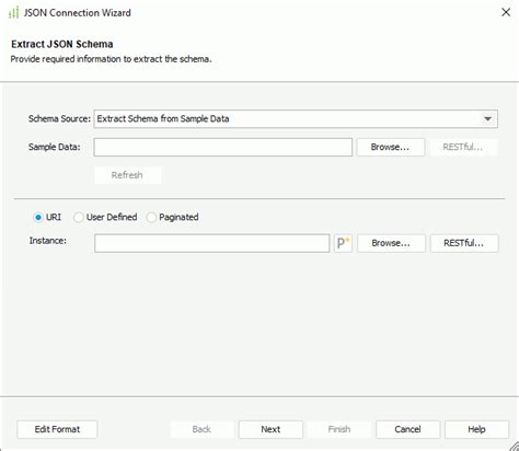 Json Connection Wizard Dialog Box