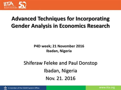 Advanced Techniques For Incorporating Gender Analysis In Economics Research Pptx Personal