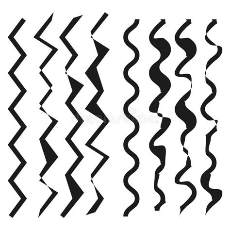Zigzag Wave Patterns Abstract Black Lines Geometric Optical Shapes Vector Seamless Elements