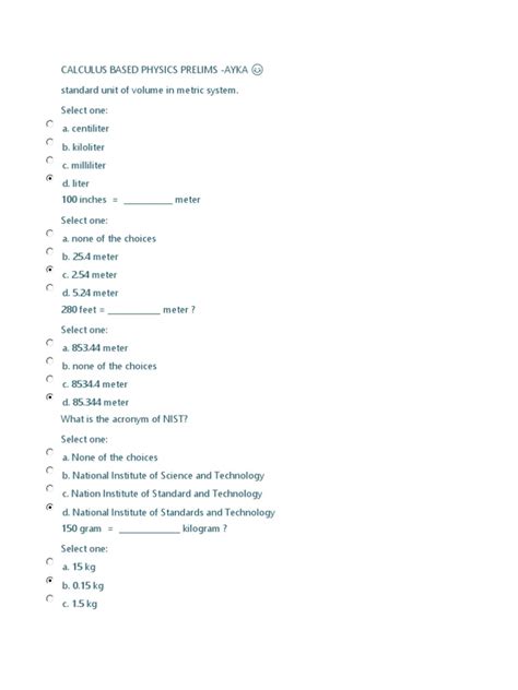 Calculus Based Physics Prelims Pdf