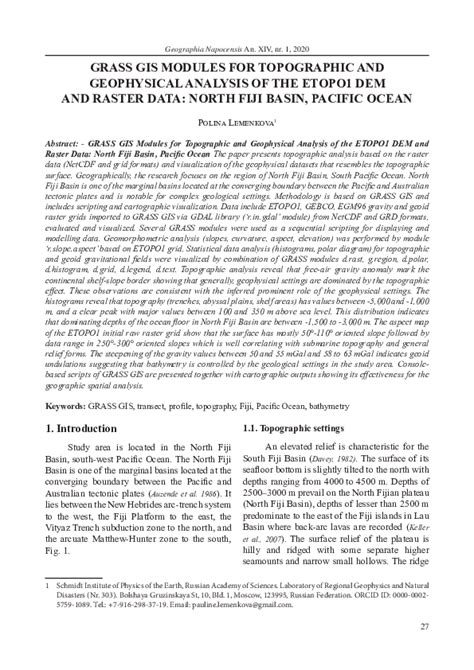 grass gis modules for topographic and geophysical analysis of the