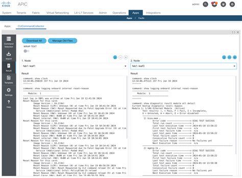 import feature in aci app clicommandcollector easy log collection