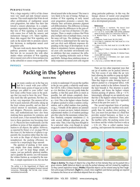 Packing In The Spheres Pdf