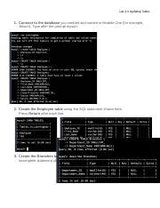 Lab 2-4 Updating Tables.docx - Lab 2-4 Updating Tables 1. Connect to the database you created ...