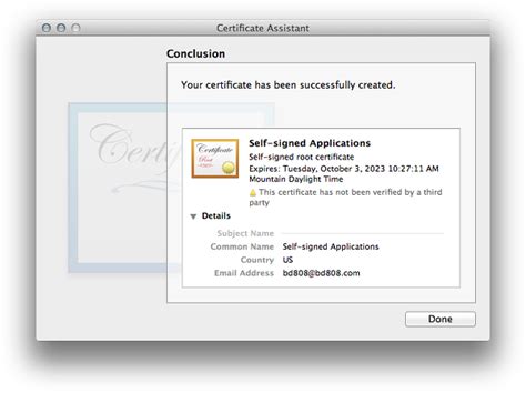 Creating A Self Signed Code Certificate For Xcode