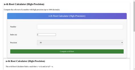 N Th Root Calculator High Precision