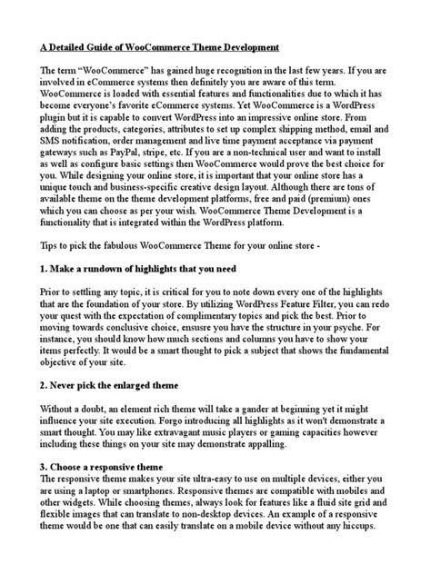 a detailed guide of woocommerce theme development pdf word press