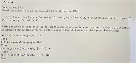 solved part a independent setsrecall the definition of an