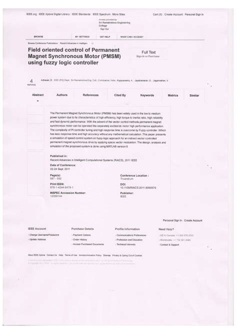 Pdf Field Oriented Control Of Permanent Magnet Synchronous Motor Pmsm Using Fuzzy Logic
