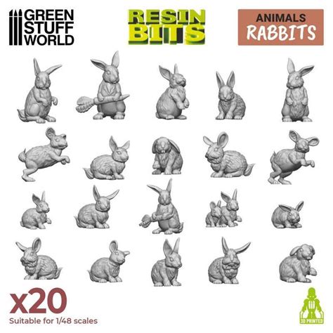 3d Printed Set Rabbits Kaufen Green Stuff World Beste