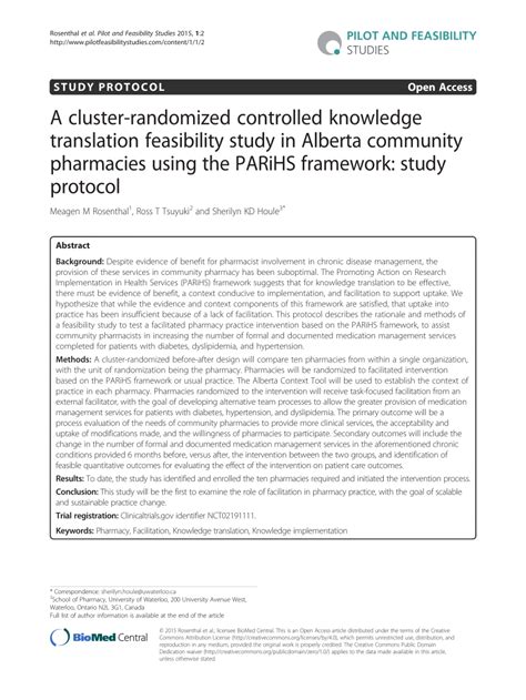 Pdf A Cluster Randomized Controlled Knowledge Translation Feasibility