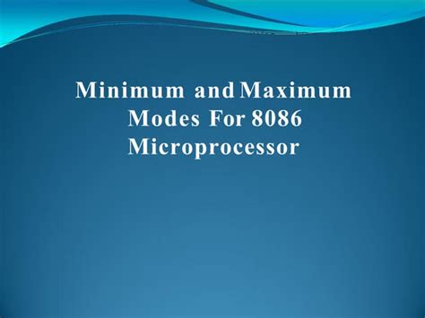 Minimum And Maximum Modes Of Microprocessor 8086 Pdf