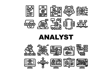System Analyst Data Business Icons Set Vector 3939361